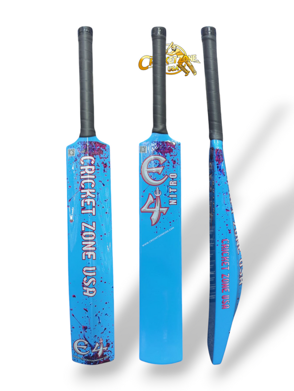 E4 Nitro Blue Fiber Bat 55mm - 2025 – CricketZoneUSA