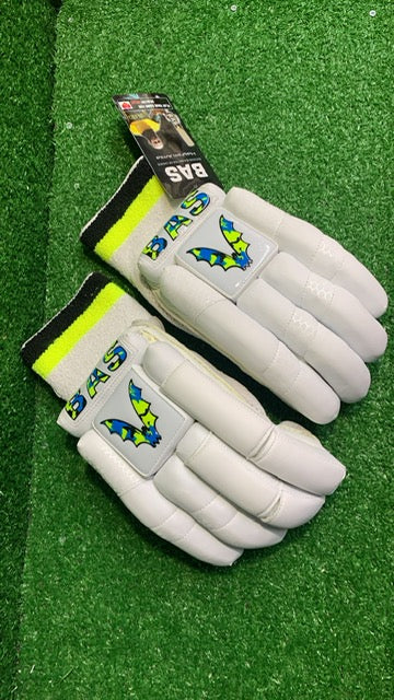 BAS PRO WHITE & LIME BATTING GLOVES – CricketZoneUSA